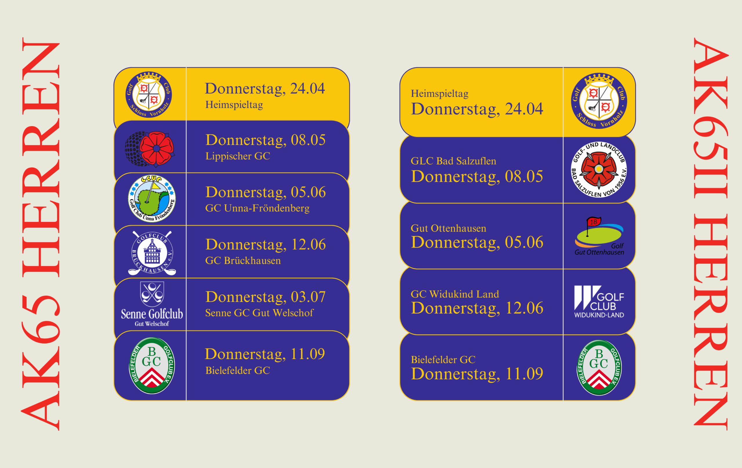 Ligastart der Herren AK65 - Golfclub Schloss Vornholz in Ostenfelde